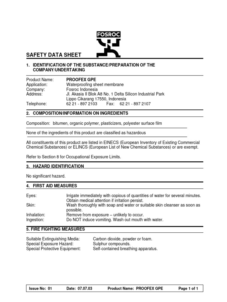 MSDS-PROOFEX-GPE | PDF
