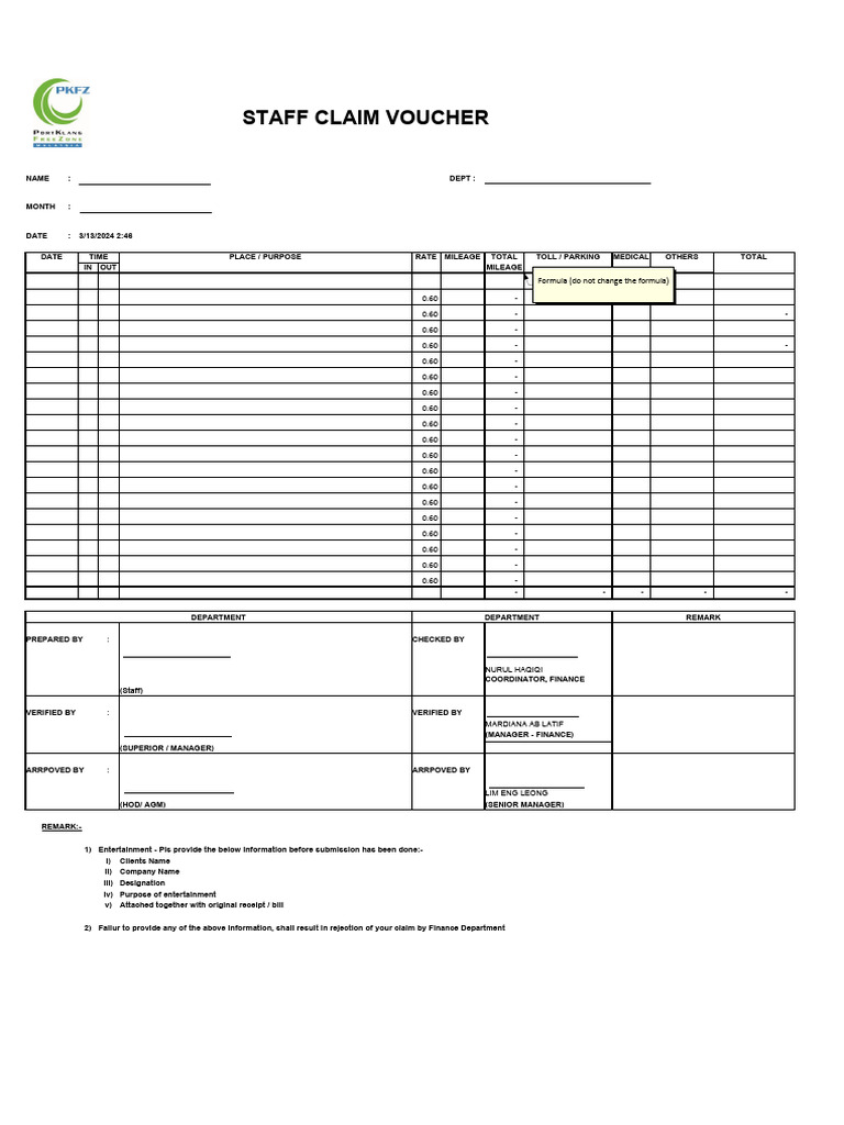 Staff Claim Voucher | PDF