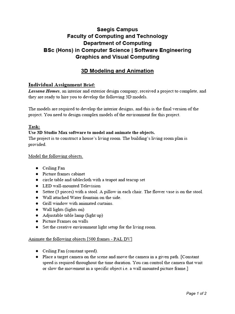 Graphics and Visual Computing - 3D Assignment | PDF | 3 D Computer ...