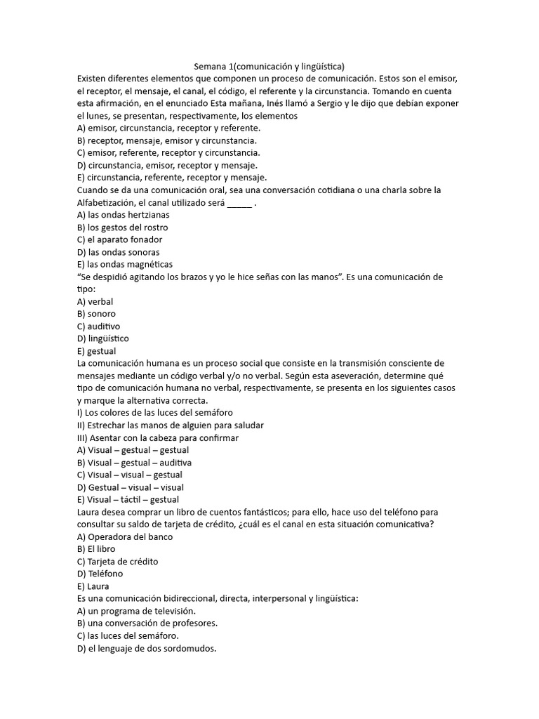 5 semanas de lenguaje | PDF | Verbo | Comunicación