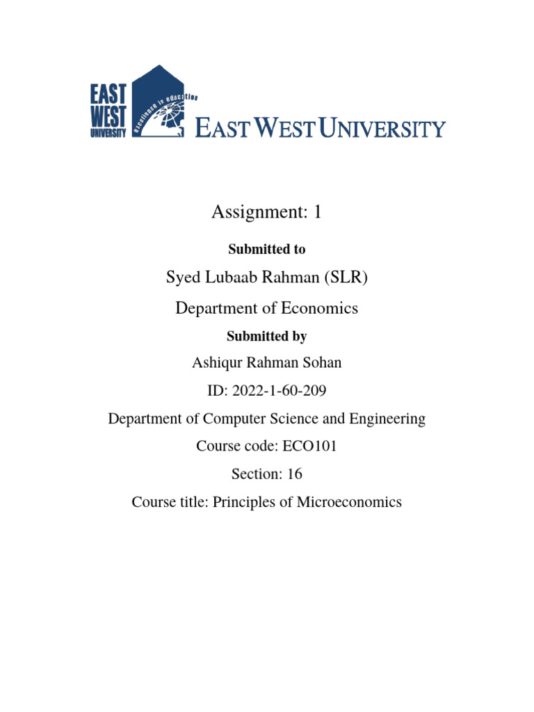 ECO101 (Assignment-1 Cover Page) | PDF | Technology & Engineering