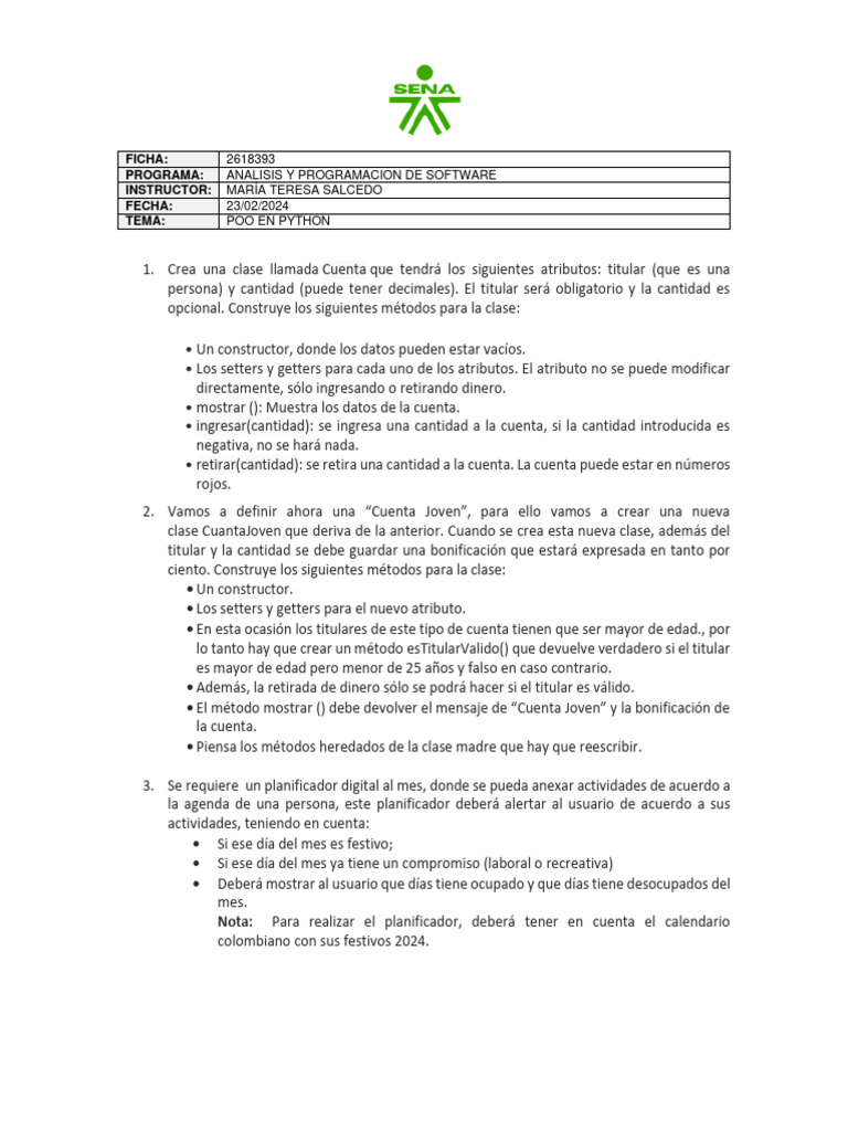 EJERCICIOS PRACTICOS DE POO | PDF | Informática | Ingeniería de software
