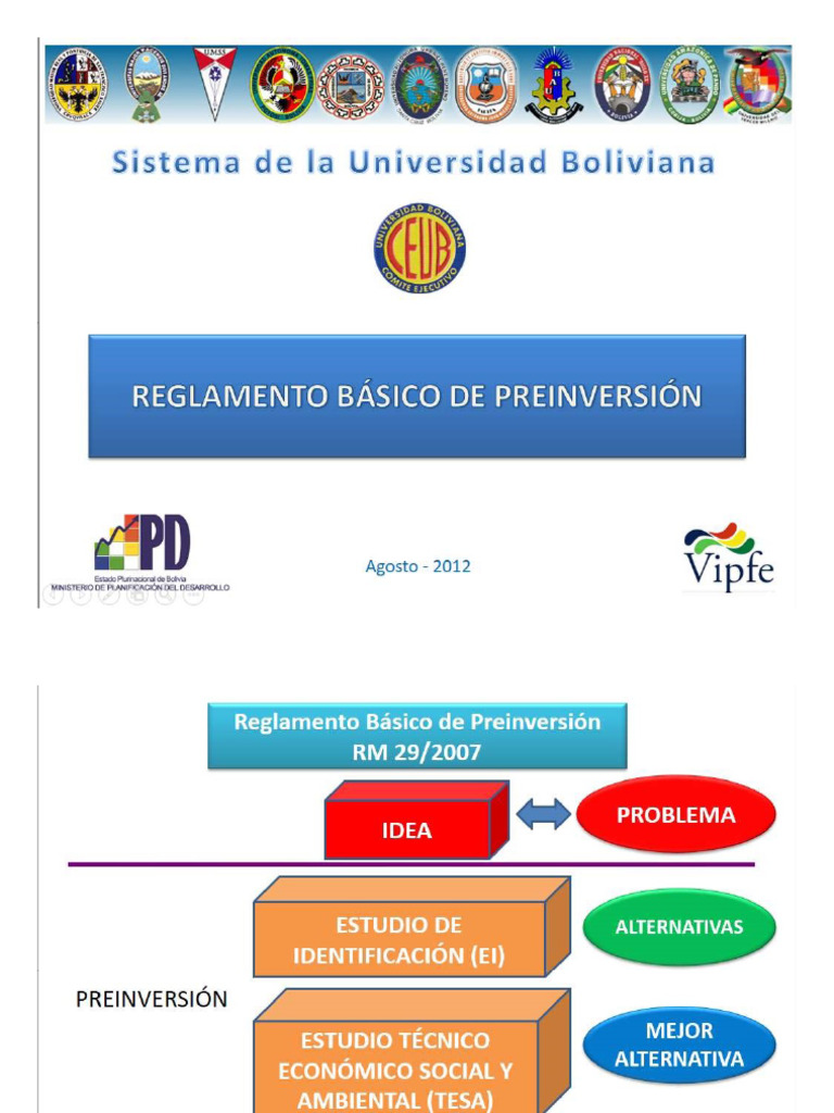 2 Reglamento Básico de Preinversión (2012) | PDF