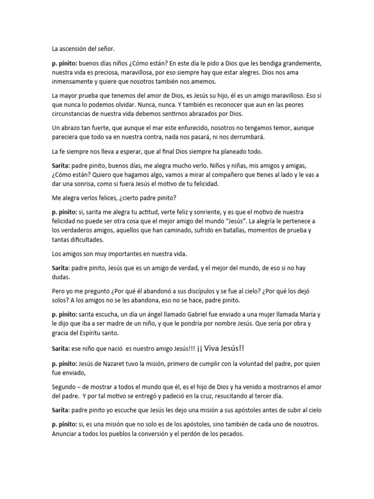 La Ascensión Del Señor Titeres | PDF | Jesús | Felicidad