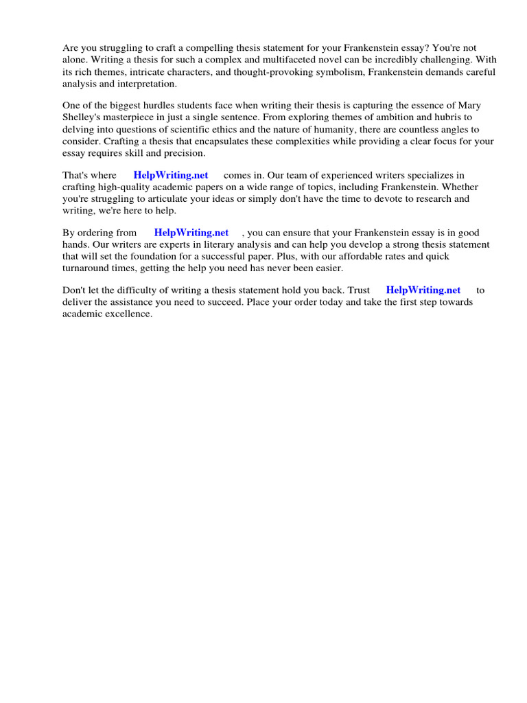 Frankenstein Thesis Writing Guide | PDF | Frankenstein | Mary Shelley