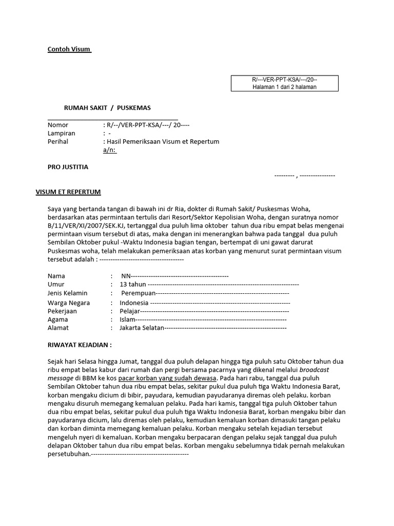 Contoh Visum: R/ - VER-PPT-KSA/ - /20 - Halaman 1 Dari 2 Halaman | PDF