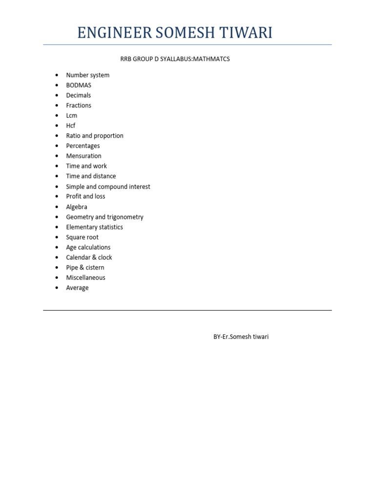 RRB Group D Math Syllabus Guide | PDF | Computers | Technology ...