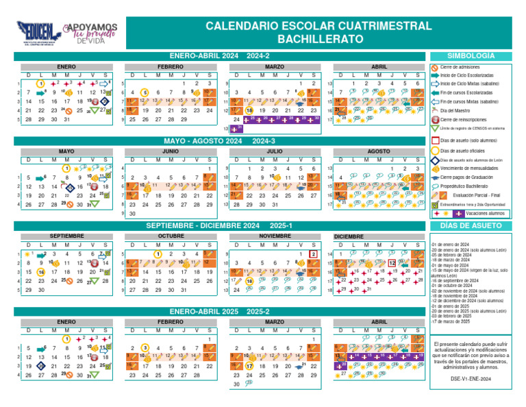 CALENDARIOS ANUALES 2024-2025 V1 ENERO 2024bach | PDF