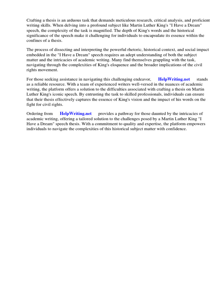 Martin Luther King I Have A Dream Speech Thesis | PDF