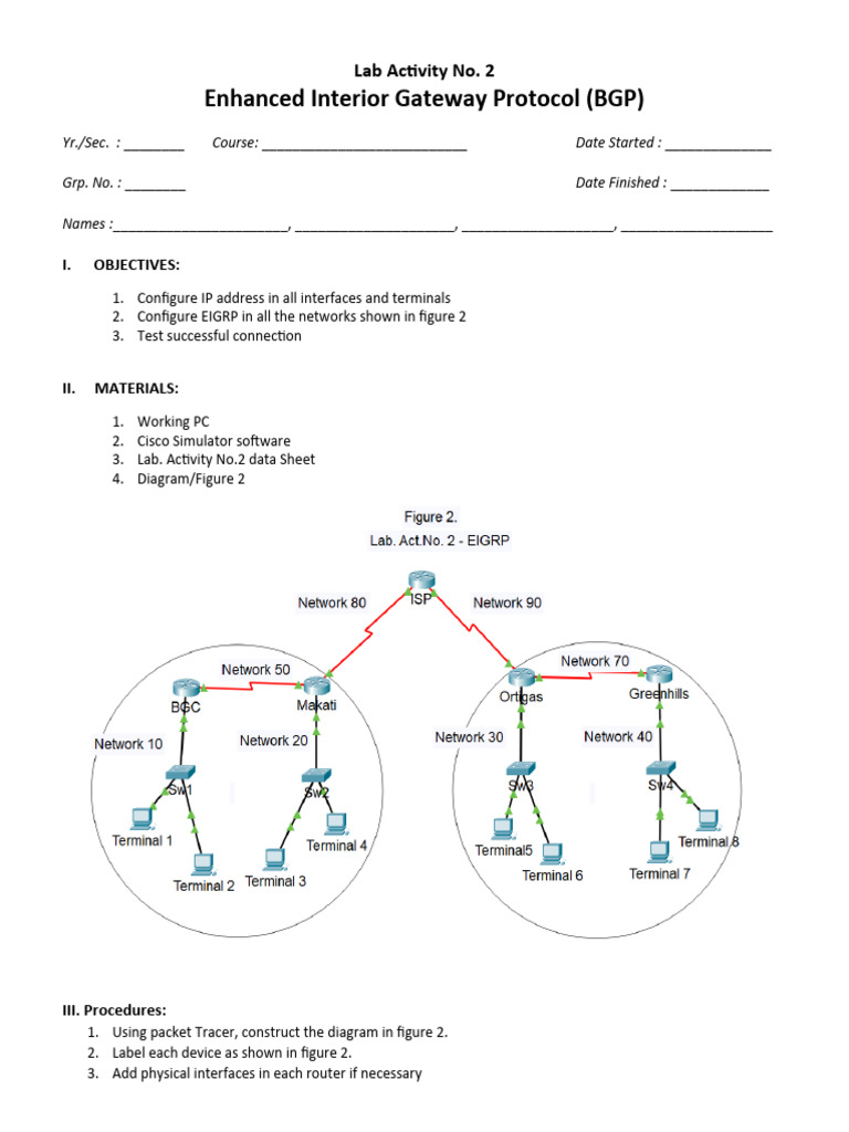 Lab. Activity No. 2 - EIGRP | PDF | Computer Network | Router (Computing)