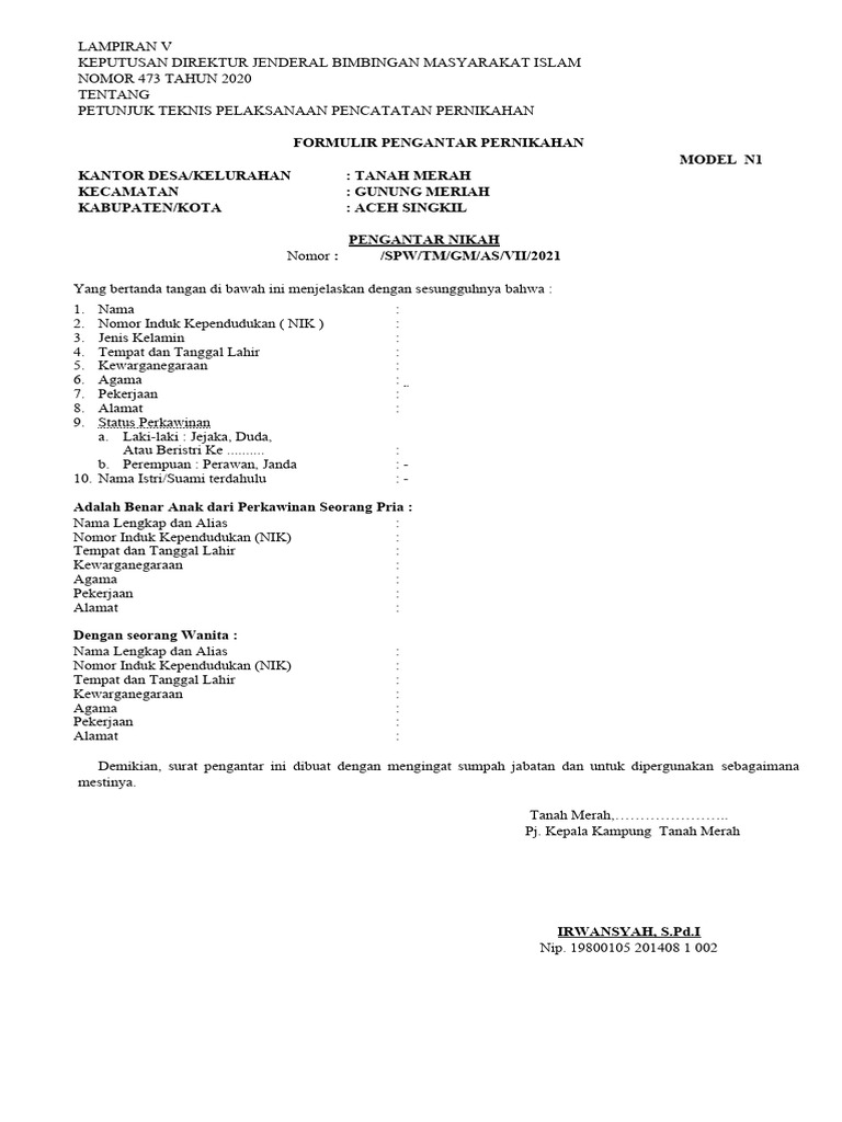 Surat Nikah N1-N4 Terbaru | PDF