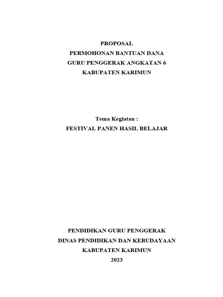 Proposal Panen Karya | PDF