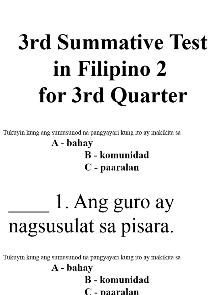 Filipino 3rd Sum q3 | PDF
