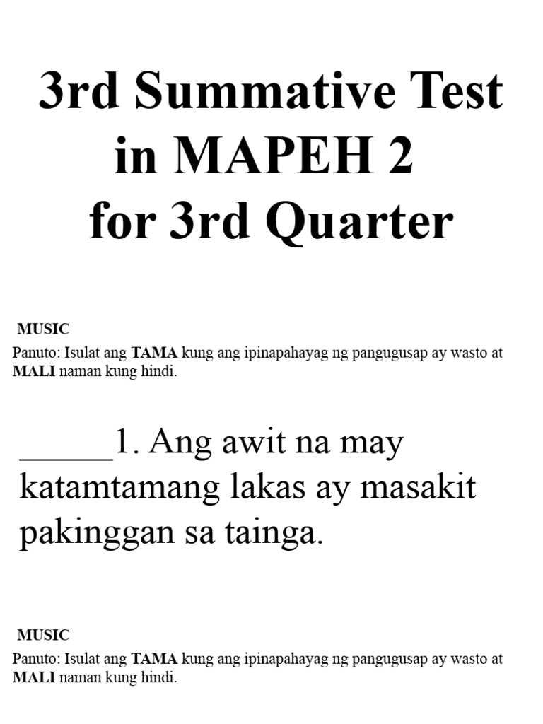 Mapeh 3RD Sum Q3 | PDF