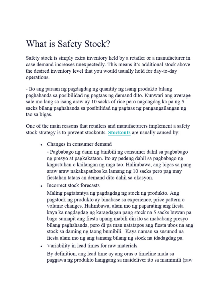 What Is Safety Stock | PDF