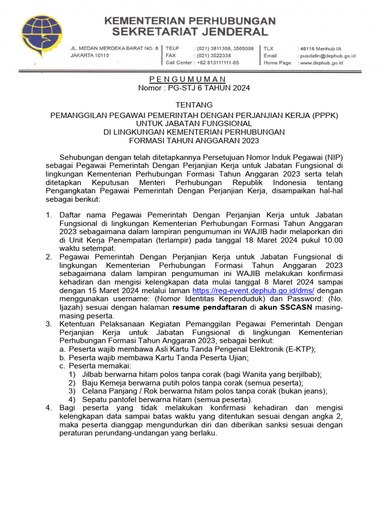 Pengumuman Pemanggilan PPPK 2023 | PDF