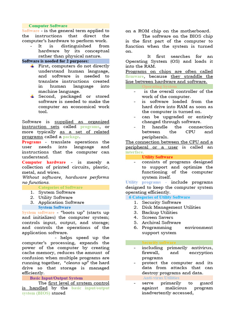 Computer Software Notes Pdf Programming Computer Program