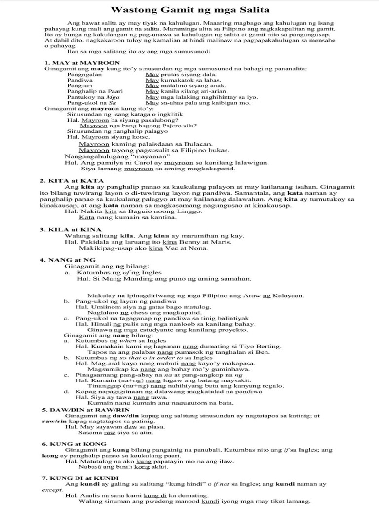 wastong gamit ng salita | PDF