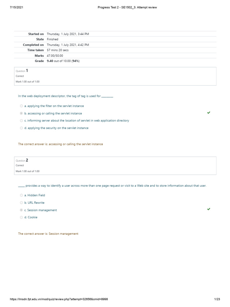 Java Web Development Quiz Review | PDF | Networking | Internet & Web