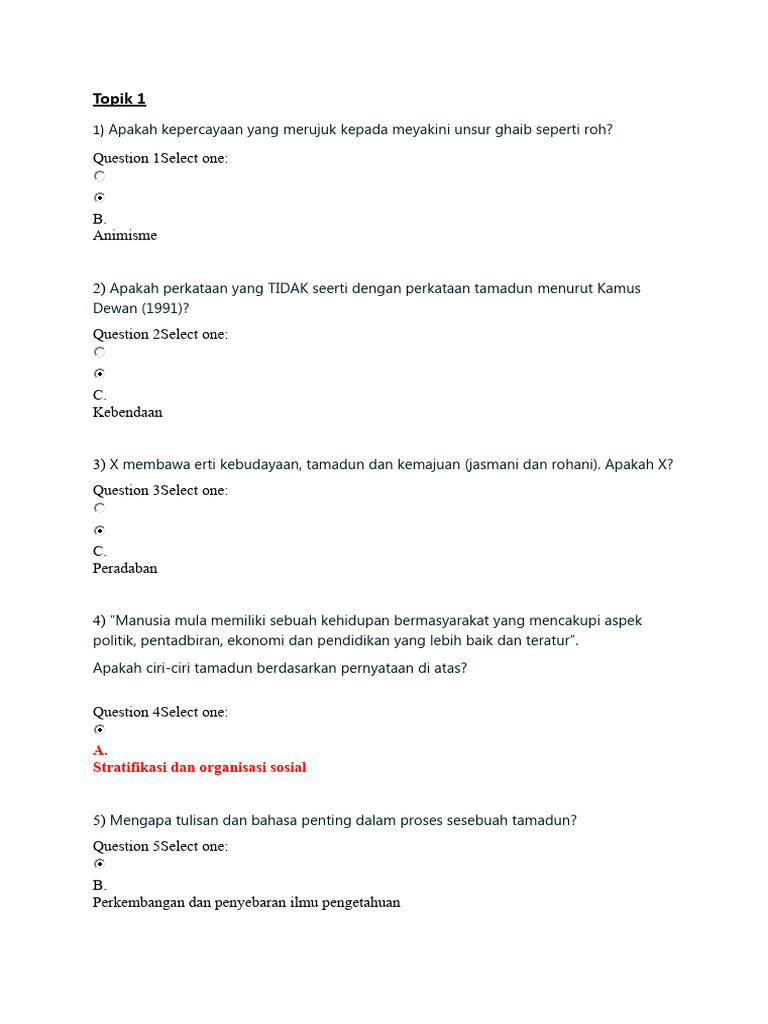 contoh soalan quiz | PDF