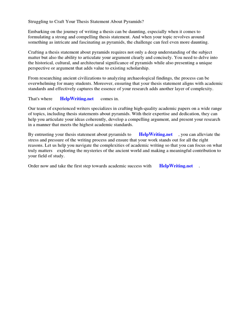 Thesis Statement About Pyramids | PDF | Essays | Ancient Egypt