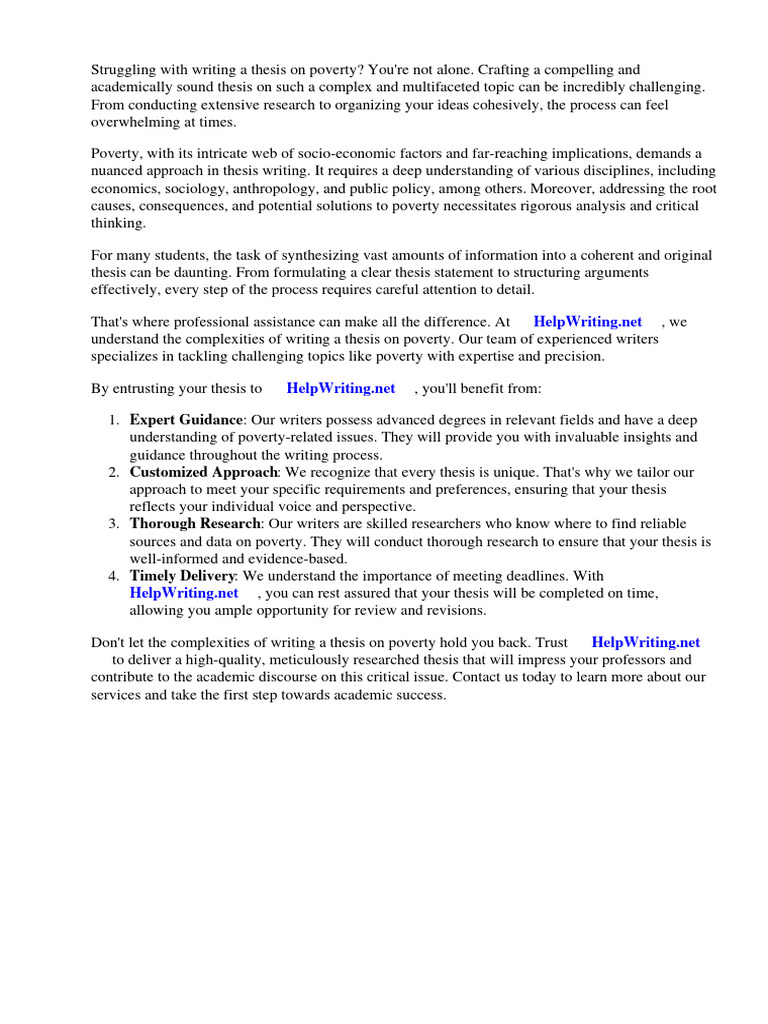 Poverty Thesis Introduction | PDF | Poverty | Poverty & Homelessness
