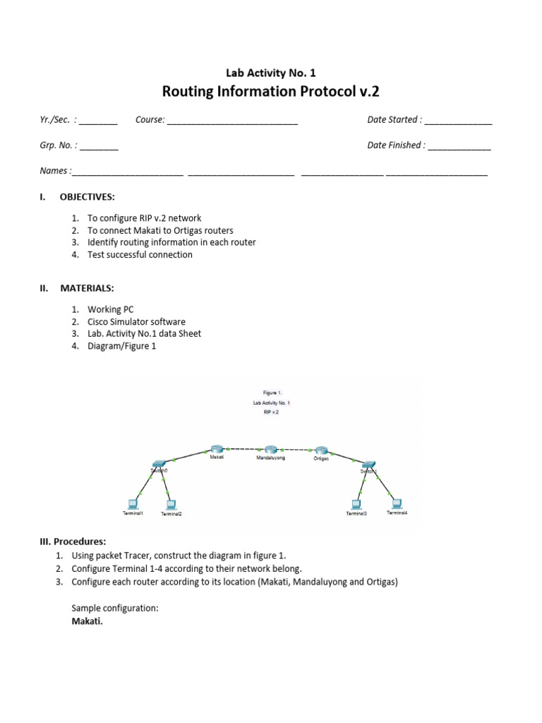 Activity No. 1 RIP v.2 | PDF | Router (Computing) | Routing