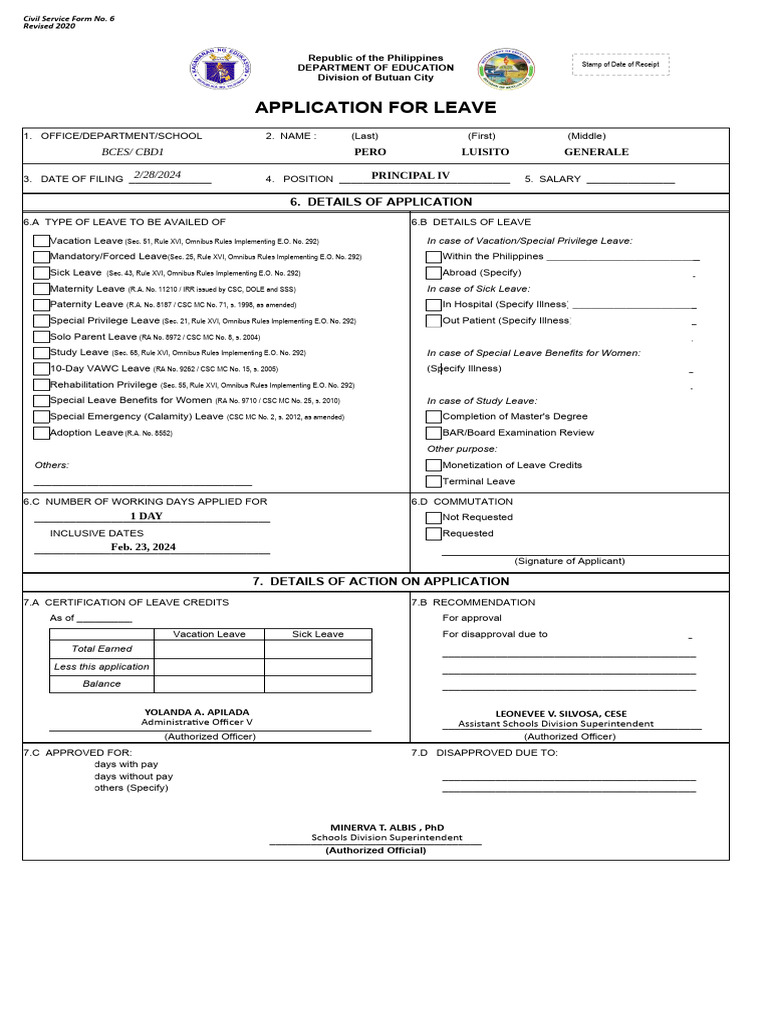 Mandatory Leave Application Form | PDF | Justice | Crime & Violence