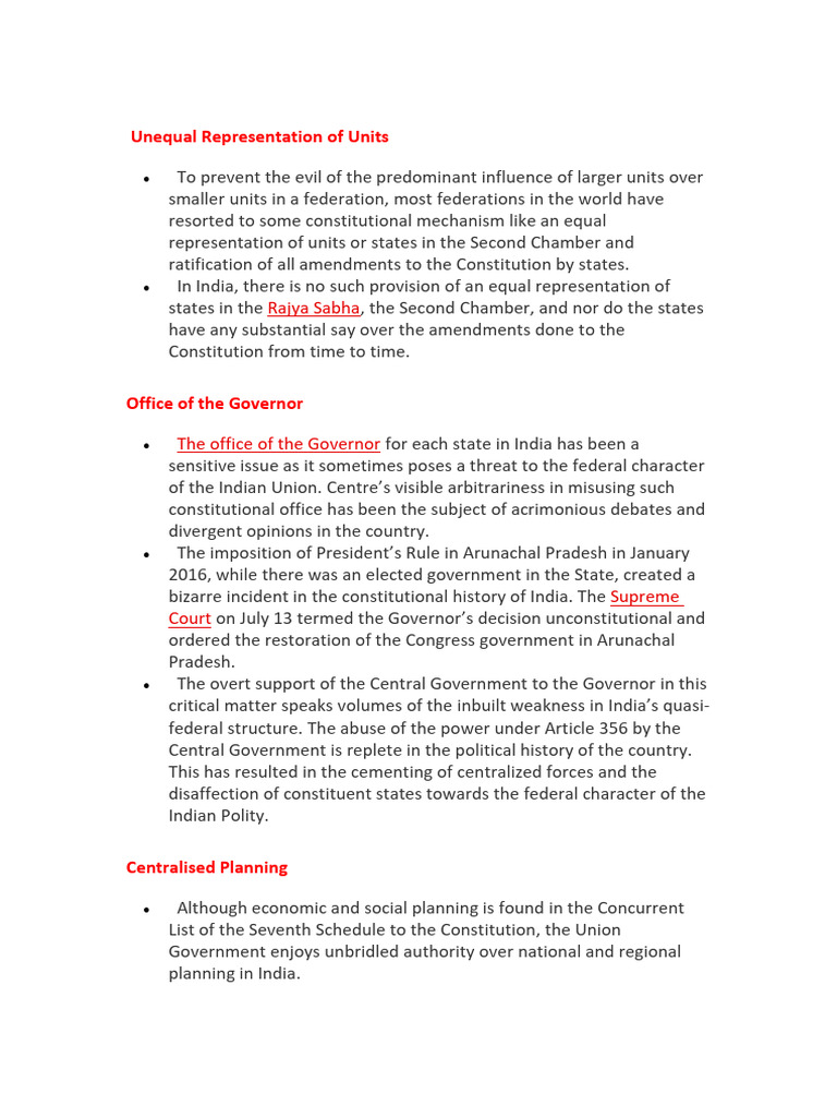 Unequal Representation of Units | PDF | Government Of India | Public Law