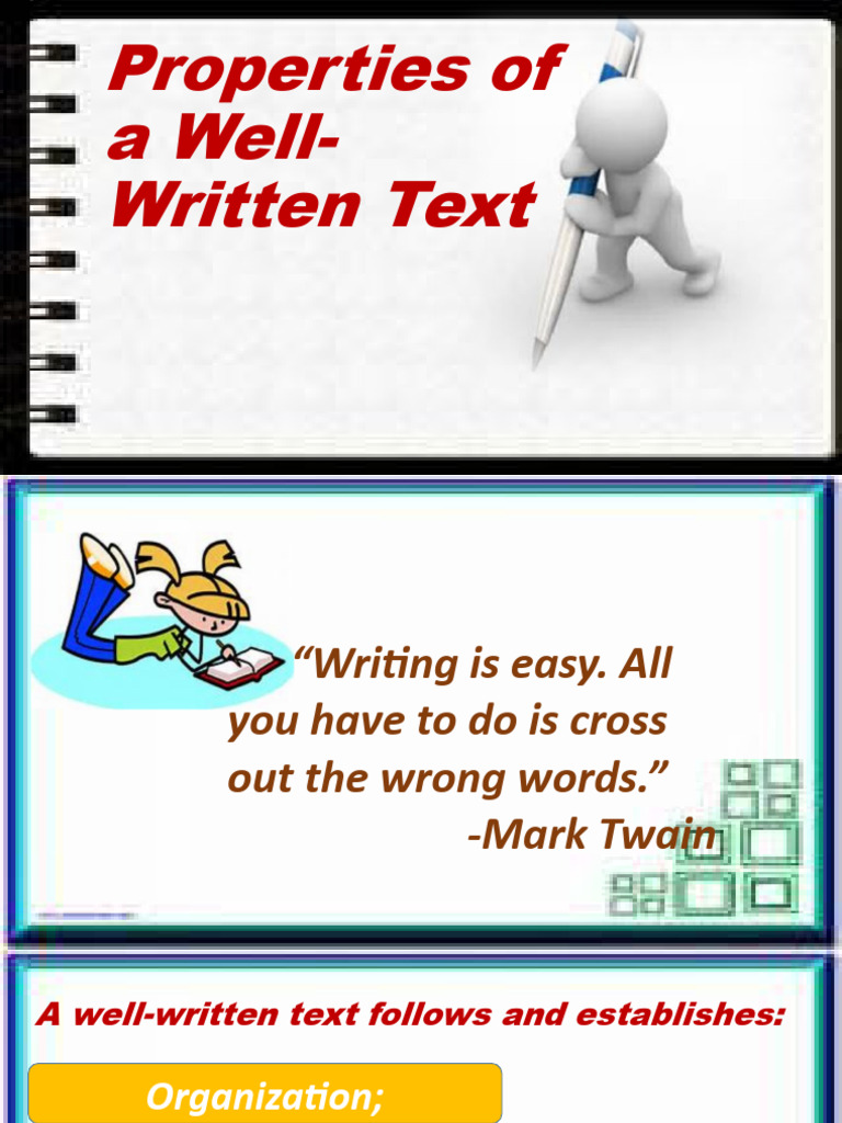 4identifies Properties of A Well Written Text | PDF | Essays | Ellipsis