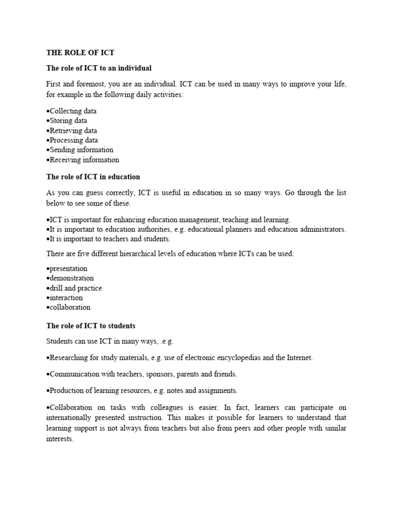 Information and Communications Technology | PDF | Educational Technology | Information And ...