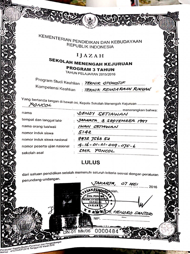 Ijazah Dendy | PDF