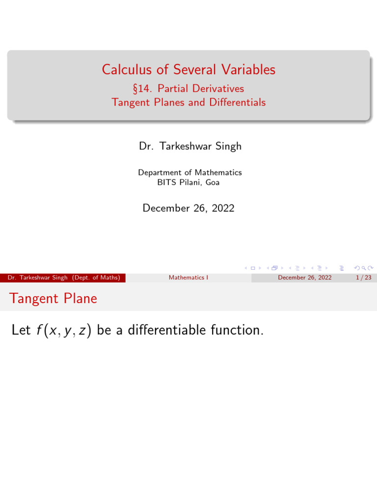 14.6 Tangent Planes and Differentials | PDF | Derivative | Tangent