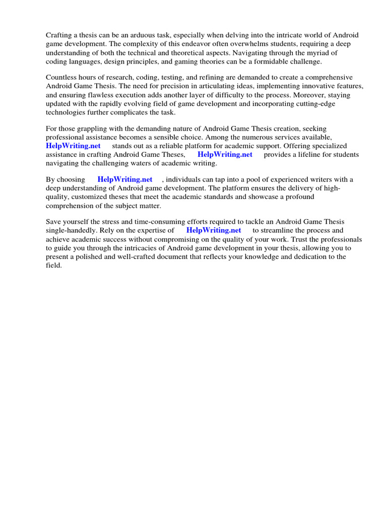 Android Game Thesis Sample | PDF | Customer Experience | Brand