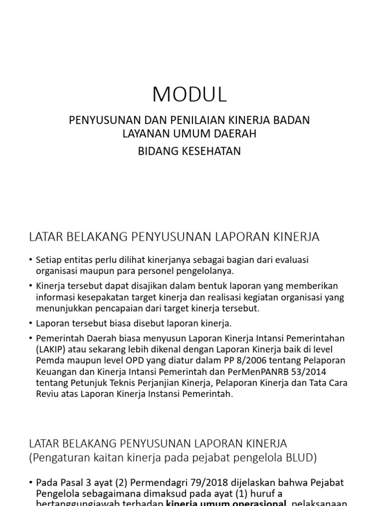 Modul Kinerja BLUD BIDANG KESEHATAN FINAL 300124 - SOS | PDF