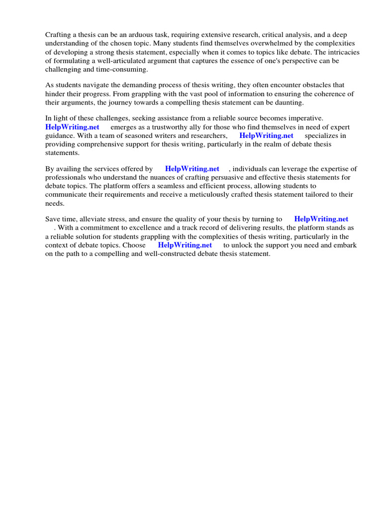 Debate Thesis Statement Examples | PDF | Essays | Thesis