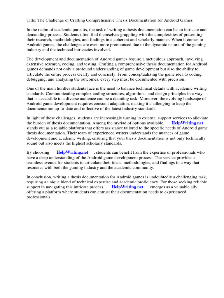 Sample Thesis Documentation For Android Games | PDF | Android ...