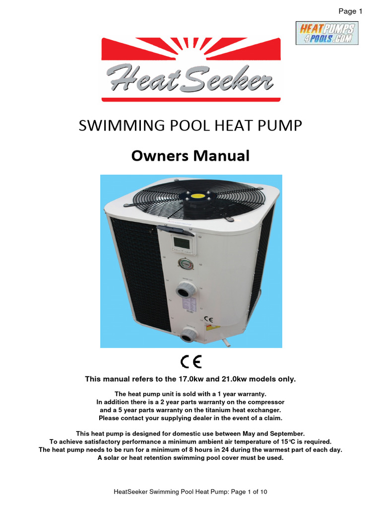 HeatSeeker Pool Heat Pump Manual | PDF | Heat Pump | Pump