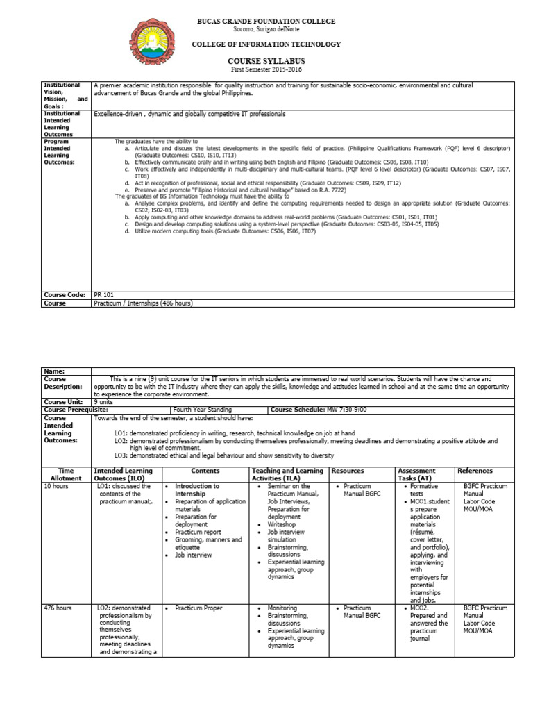 PR101-OBE-Syllabus | PDF | Job Interview | Learning PR101-OBE-Syllabus | PDF | Job Interview | Learning