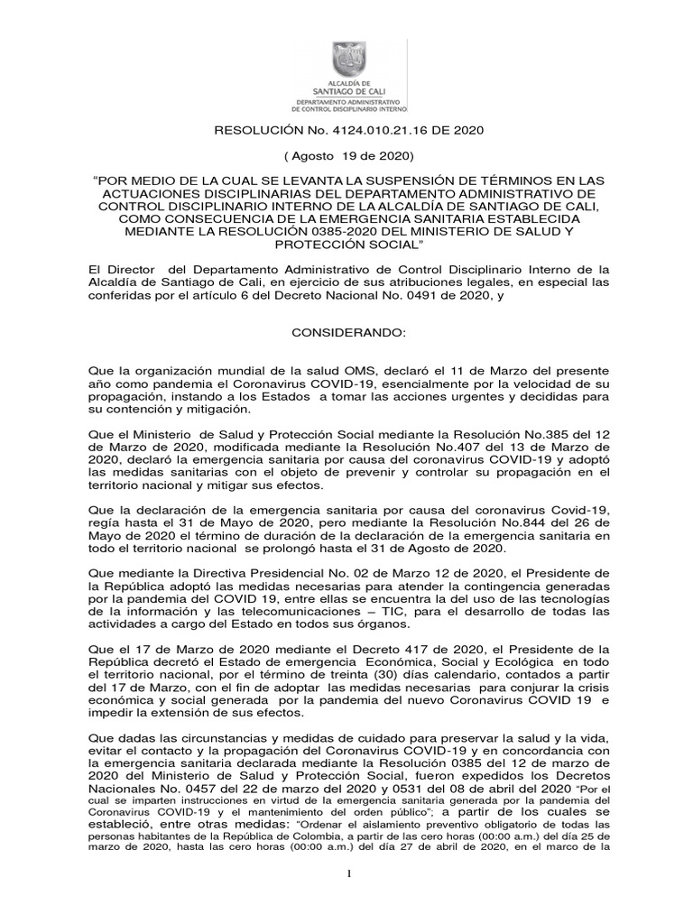 Levantamiento de Te - Rminos Disciplinario - 2023-08-14T155138.095 | PDF | Estado de emergencia ...