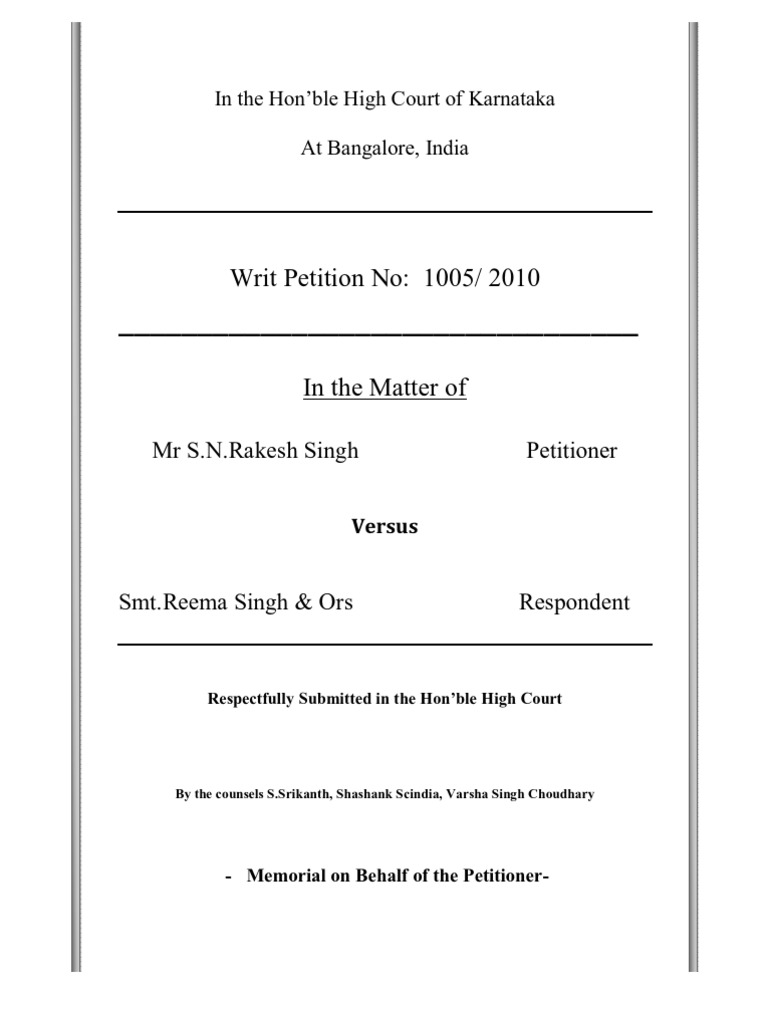 Moot Court Memorial Cover Page | PDF | Law