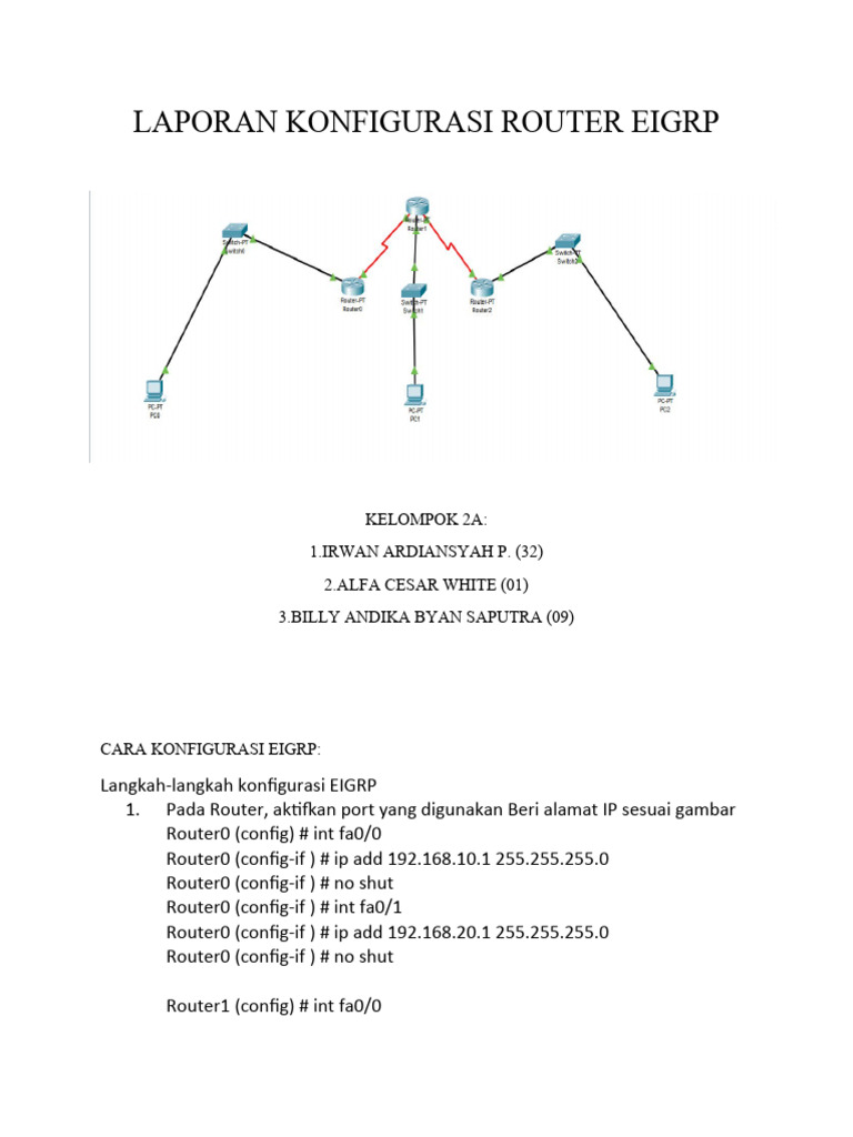 Laporan Konfigurasi Router Eigrp | PDF