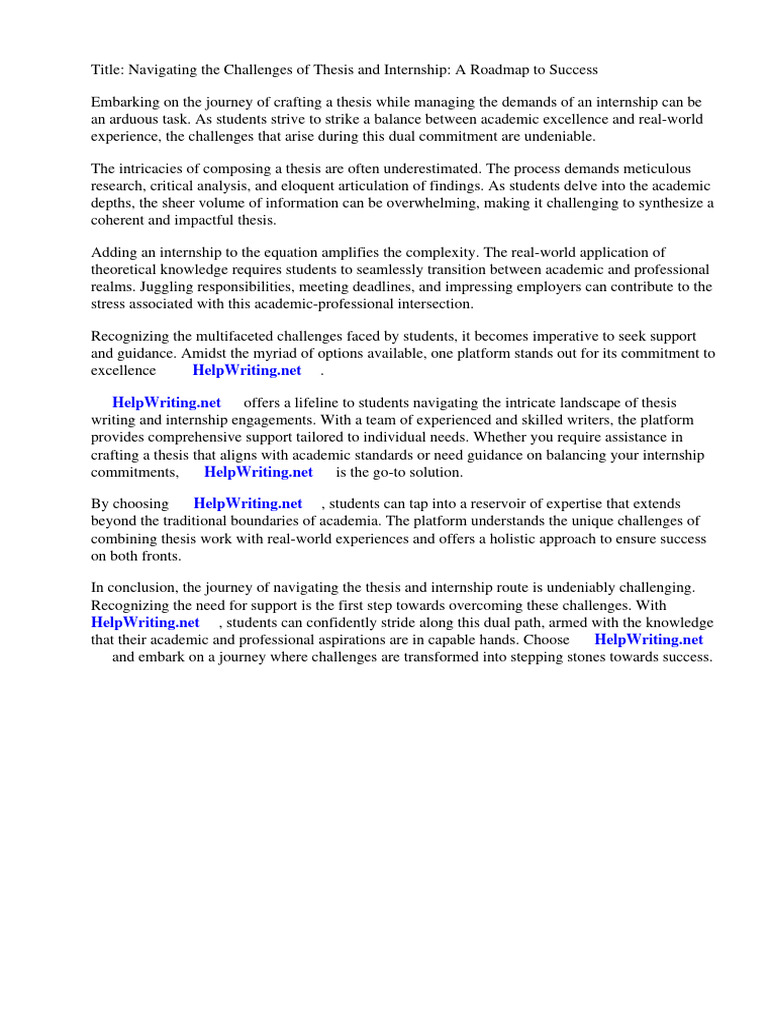 Thesis and Internship Route | Download Free PDF | Internship | Job Hunting