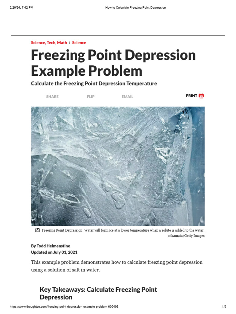 Freezing Point Depression Calculation Guide | PDF | Mole (Unit) | Chemistry