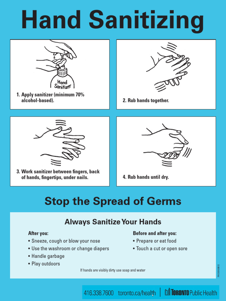 Hand Sanitizing Poster (December 2012) - Toronto Public Health | PDF ...