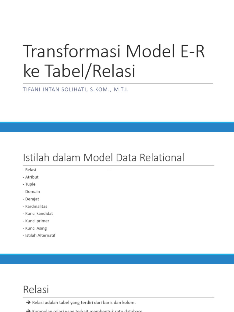 Transformasi Model E-R Ke Tabel | PDF