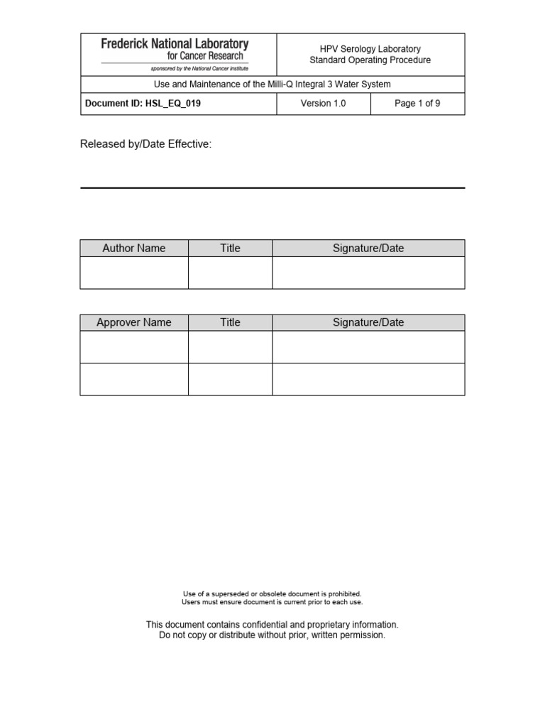 Use and Maintenance of The Milli-Q Integral 3 Water System | PDF ...
