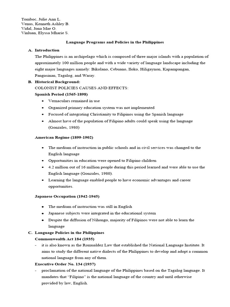 EL 104 Report | PDF | Multilingualism | Philippines