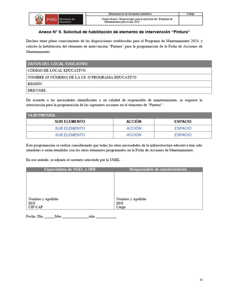 ANEXO 05 - Solicitud de Habilitación de Elemento de Intervención ...