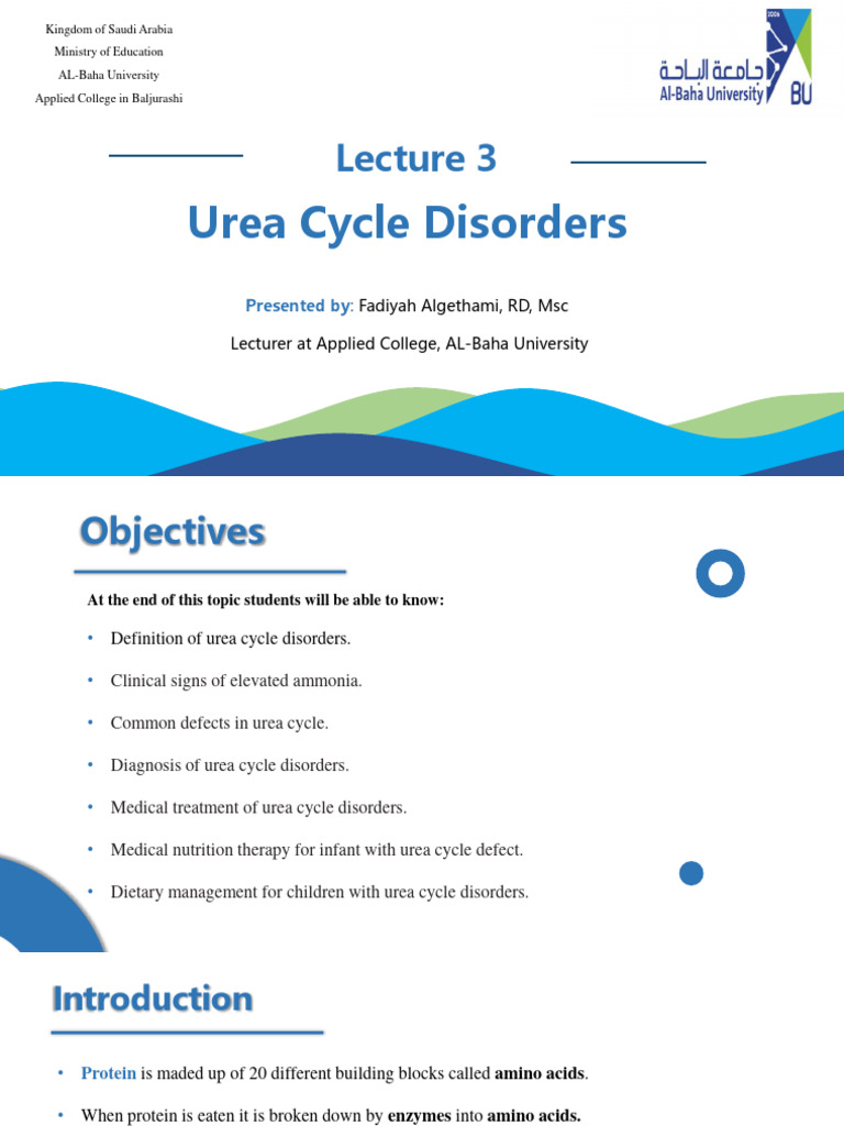 Lecture 3 Urea Cycle Disorders | PDF | Arginine | Metabolism
